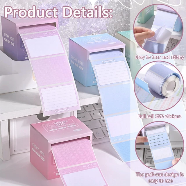 STICKY NOTES DISPENSER with 1024 Sticky Notes, Roll Tape with Pull Out ...