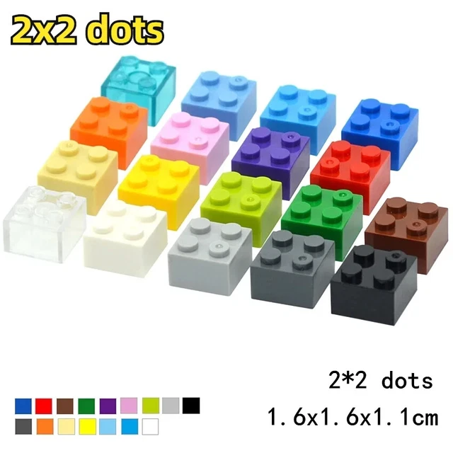 50PCS DIY 2X2 Dots Building Blocks Thick Figures Bricks Educational 2*2 ...