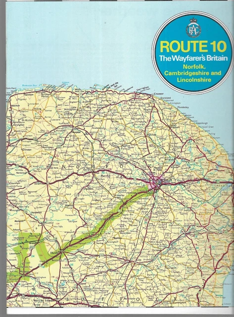 ROUTE 10 RAC Wayfarer Britain Map Guide Norfolk Cambridgeshire ...