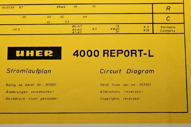 UHER 4000 REPORT-L Stromlaufplan Circuit Diagram Schaltplan Reparatur Wartung EUR 14,00 ...