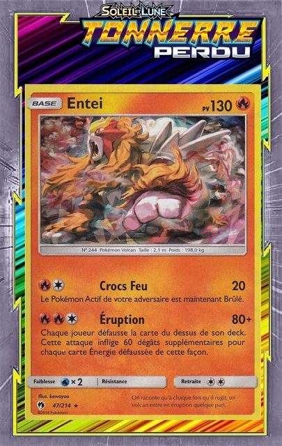 ENTEI HOLO DECK Promo-SL08:Tonnerre Perdu- 47/214 -Carte Pokemon Neuve ...
