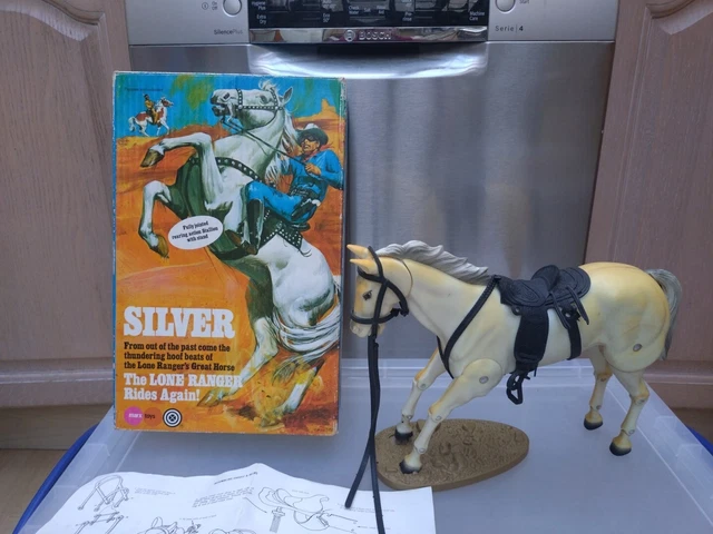 VINTAGE MARX / Gabriel - Lone Ranger Series Silver the Horse with Stand ...