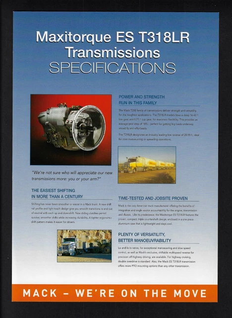 MACK TRUCKS MAXITORQUE Es T318Lr Transmissions Specifications Brochure ...