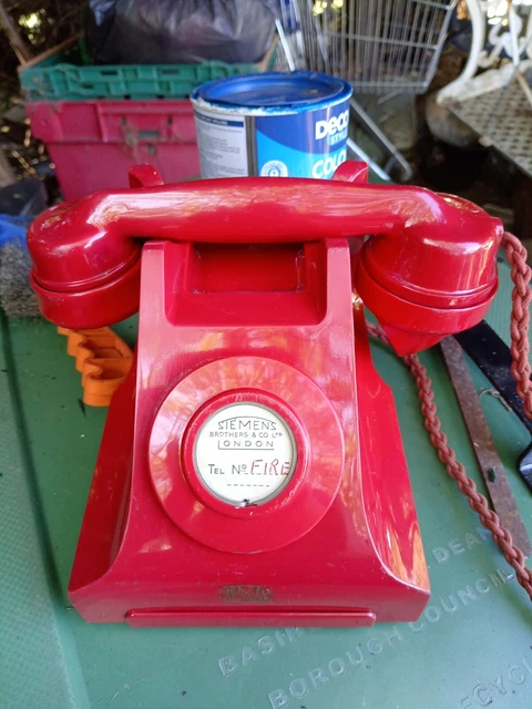 RARE VINTAGE PHONE RED Telephone - Siemens Brothers London - non ...
