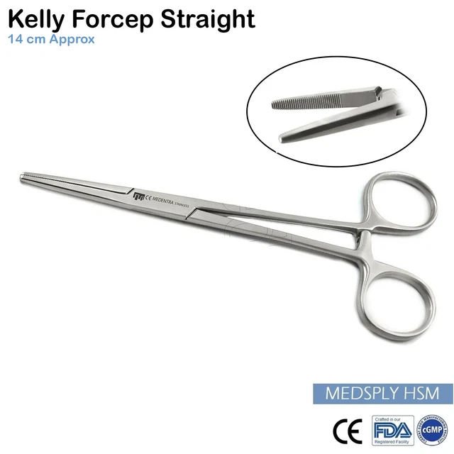 HEMOSTATIC DENTAL KELLY Forceps Straight 14cm Artery Clamps Surgical ...
