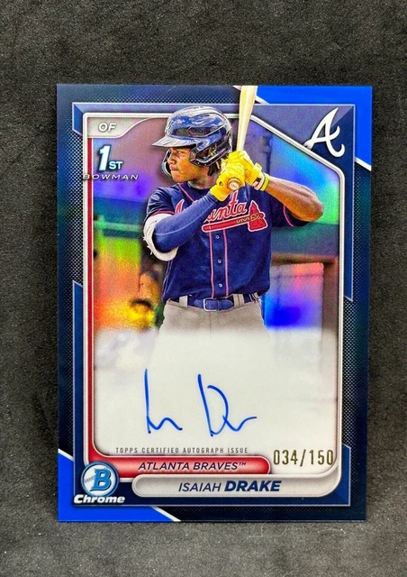 2024 BOWMAN ISAIAH Drake 1° Autografo Cromato VERO BLU/150 Atlanta ...