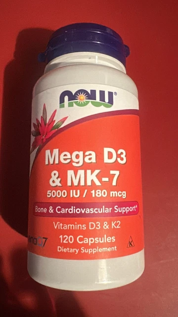 NOW MEGA D3 & MK-7 2000 IU / 180 mg 120 Capsules BBE: 07/2028 £31.90 ...
