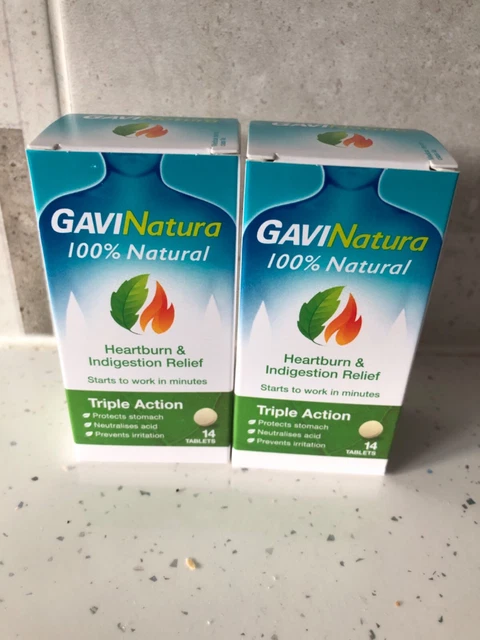 2 X GAVINATURA 100% Natural Heartburn & Indigestion Relief 14 Tablets ...