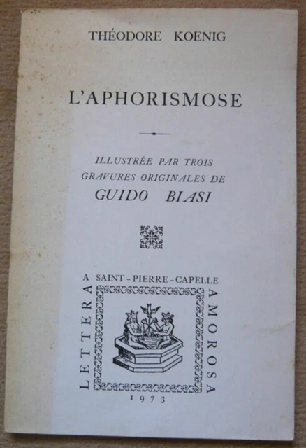 L'APHORISMOSE | THÉODORE Koenig Guido Basi | Bon état EUR 180,00 ...