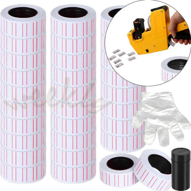 RED LINE PRICE Tag Gun Sticker 600 Labels Per Roll Refill Ink Roller ...