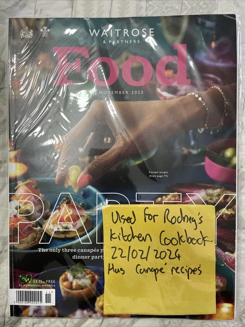 WAITROSE MAGAZINE FOOD & Recipes November 2023 Issue Party Food £10.00 ...