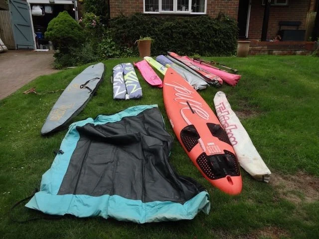 WINDSURFING JOB LOT, full quiver, Fanatic Gecko 298, masts Ezzy sails ...