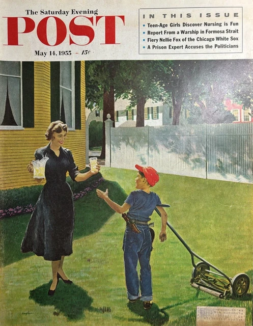 1955 GEORGE HUGHES Saturday Evening Post Lemonade Original Magazine ...