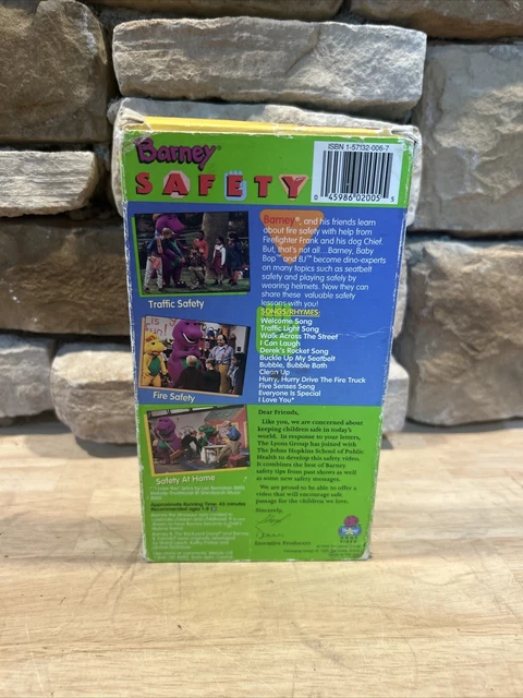 BARNEY SAFETY VHS Home Video Tape 1995 Lyons Group RARE Sing-Along ...