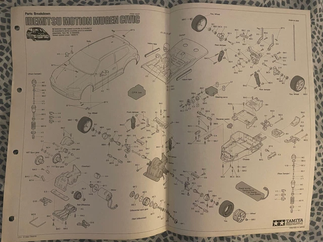 TAMIYA ORIGINAL EXPLODED Diagram Tamiya Service Guide Idemitsu Mugen ...