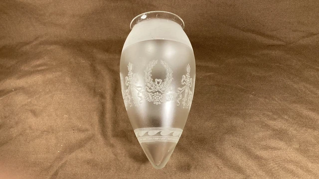 ANTIQUE ETCHED GLASS Conical Bullet Teardrop Shade Victorian Sconce $95 ...