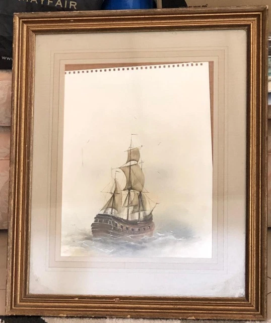 ORIGINAL WATERCOLOUR PAINTING of Ship Signed by Andrew J Perks West ...