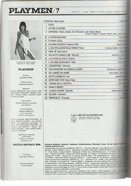 RIVISTA PLAYMEN LUGLIO 1980 anno XIV n. 7 - NADIA CASSINI EUR 5,00 ...