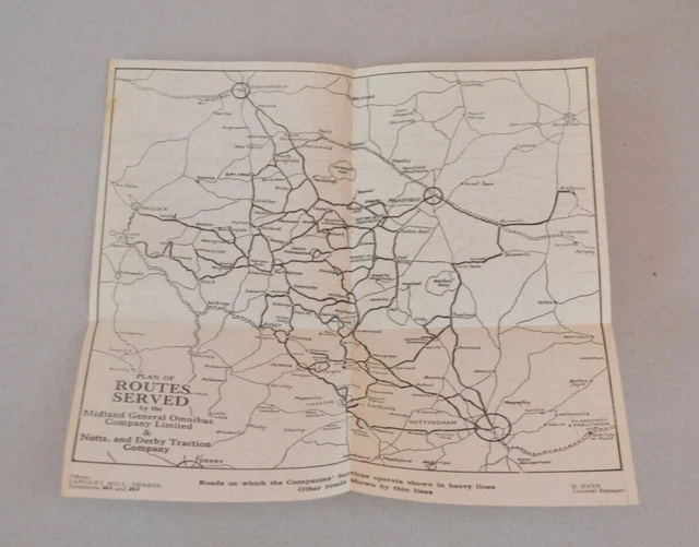 BUS COACH TIMETABLE Route Map Midland General & Notts & Derby Traction ...