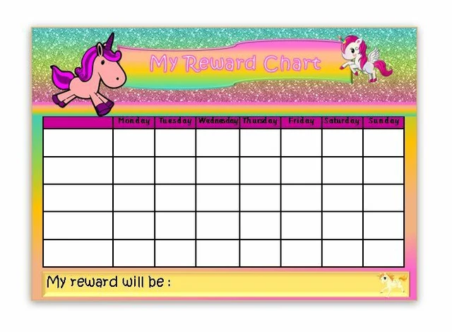 UNICORN - REWARD Chart -behaviour-chores-goals- potty- FREE pen ...