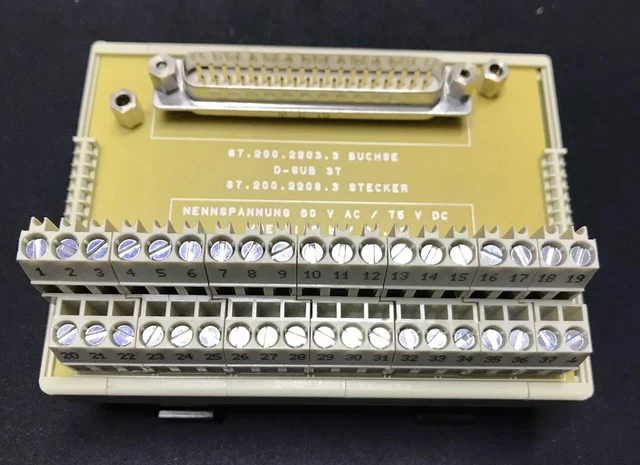 WIELAND PASSIVE INTERFACE Male D-Sub 37 To Screw Terminal DIN Rail 87 ...