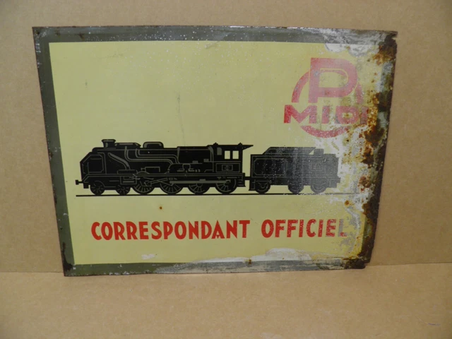 PLAQUE MÉTAL TÔLE peinte Train PO Midi correspondant officiel EUR 80,00 ...