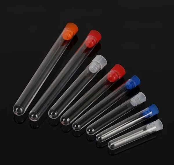 CLEAR PLASTIC LAB Test Tubes Sample Container with Colorful Stopper ...