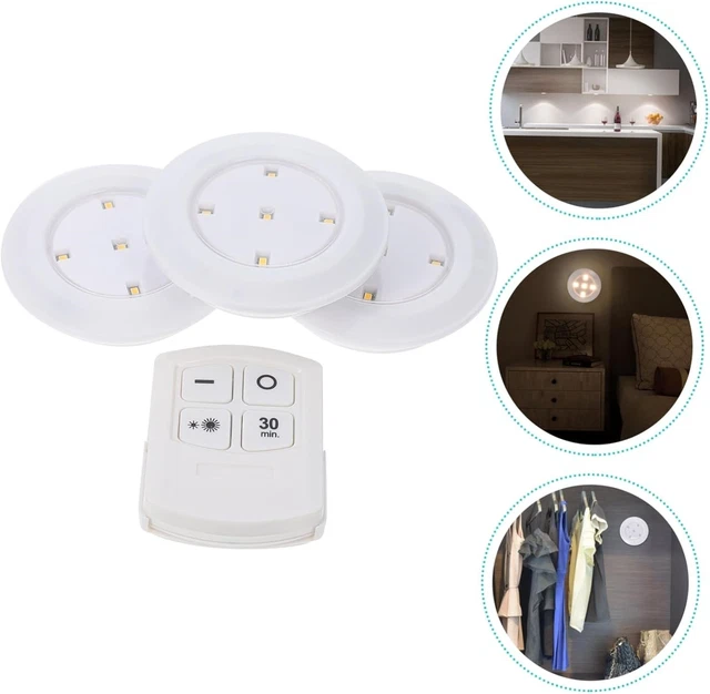 1/3X LED BATTERY Puck Light Wireless Remote Control Lamp Cabinet ...