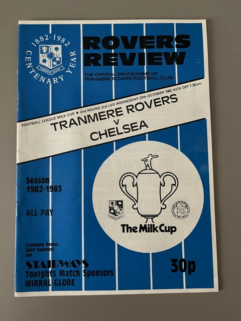 1982-83 TRANMERE ROVERS vs Chelsea - League Cup £2.49 - PicClick UK