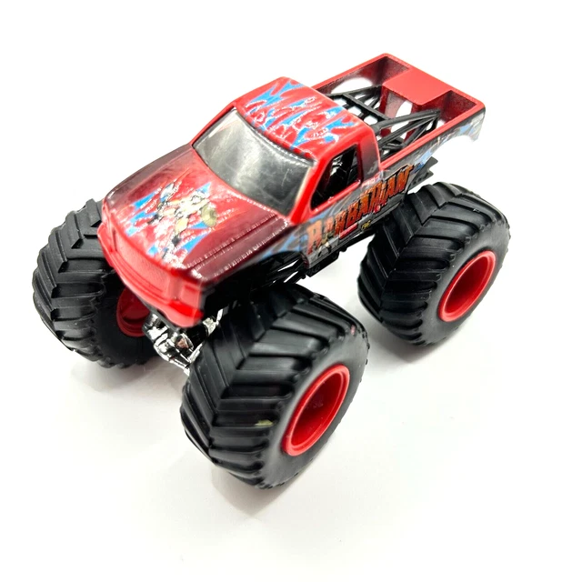MONSTER JAM BARBARIAN Red Monster Truck 1:64 Red Rims Hot Wheels EUR 6 ...