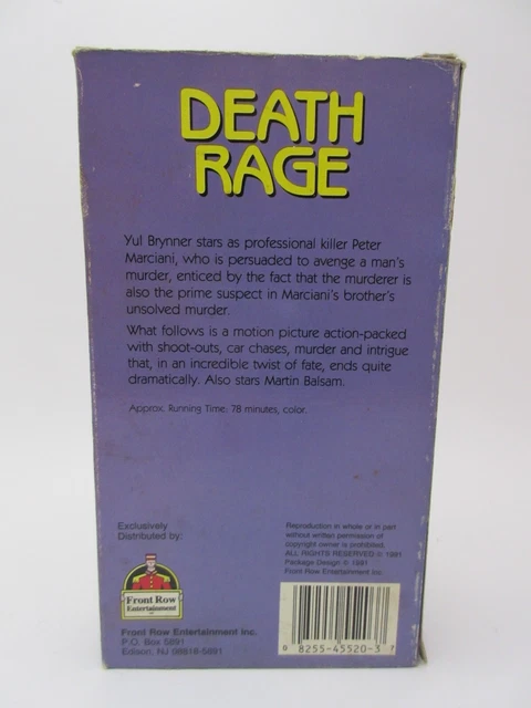 1991 VHS TAPE Death Rage Yul Brynner $17.99 - PicClick CA