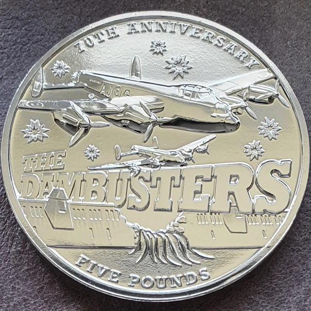 2013 £5 BAILIWICK Guernsey 70th Anniversary WW2 Dambusters Five Pounds ...