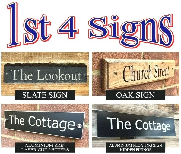 CUSTOM ALUMINIUM ~ Oak Wood ~ Slate House Signs 28m x 7cm ~ by Master ...