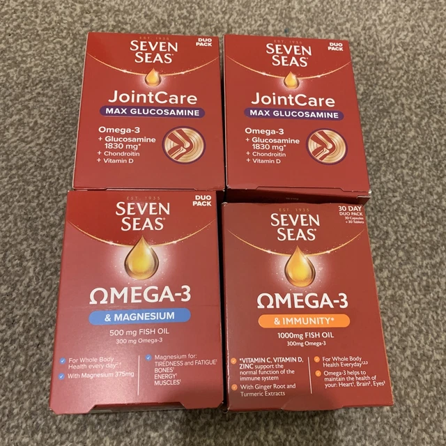 SEVEN SEAS JOINTCARE Max Duo Pack X 2 Omega 3 & Magnesium & Omega 3 ...