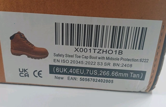 BRAND NEW BLACK Hammer Safety Boots BH-5007 Tan Leather Workwear UK 6 ...