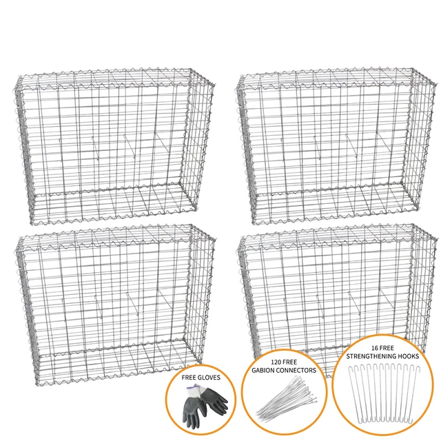 GABION BASKETS OUTDOOR Cages Stone Wire Mesh Planter / 100 x 50 x 30cm ...