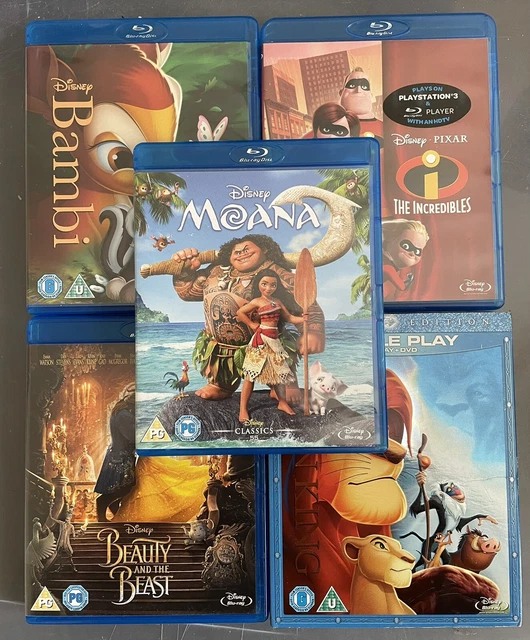 DISNEY BUNDLE BLU Ray Set- Bambi Lion King Incredibles Moana Beauty ...