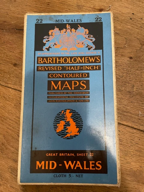 BARTHOLOMEW’S REVISED HALF inch contoured map sheet 22 Mid Wales on ...