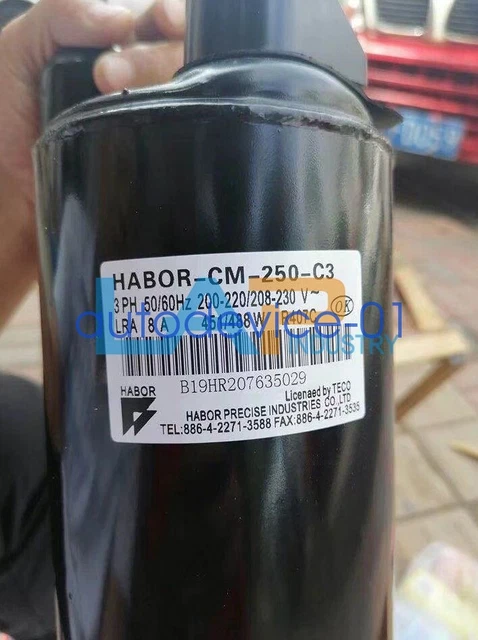 REFRIGERATION COMPRESSOR HABOR-CM-250-C3 3PH 50/60Hz 200-230V LRA 8A ...