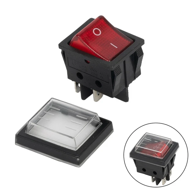 ROCKER SWITCH WITH Red Light KCD4 4Pins ON/OFF 2 Position 16A 250VAC ...