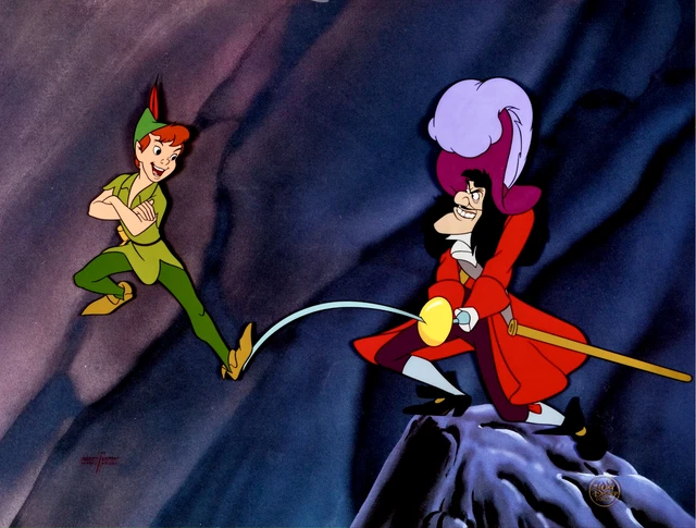 DISNEY CEL PETER pan captain hook Skull Island rare animation art cell ...
