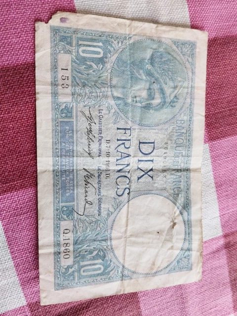 BILLET DE 10 Frs Minerve 7/10/1916 EUR 15,00 - PicClick FR