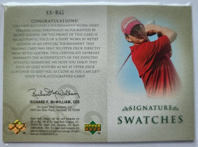 2004 RETIEF GOOSEN SP Signature SWATCHES/AUTO 01/25 $49.98 - PicClick CA