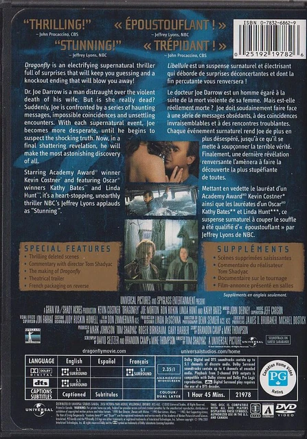 DRAGONFLY (DVD, 2002, Canadian, Widescreen) Kevin Costner - a Tom ...