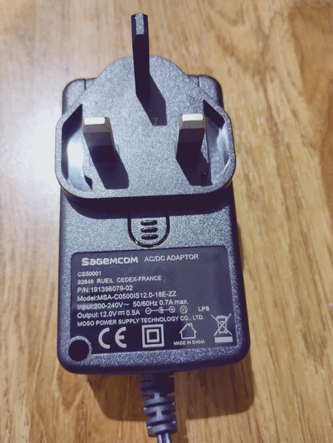 SAGEMCOM AC/DC ADAPTER CS50001 MSA-C1500IS 12V 0.5A Power Supply £2.00 ...