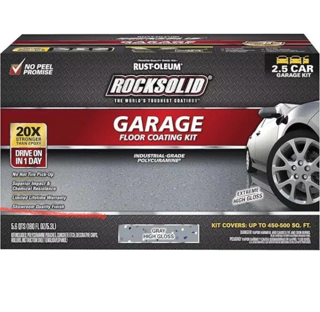 RUST-OLEUM ROCKSOLID 5.6QT 2.5-Car Garage Floor Coating Kit 293513 Gray ...