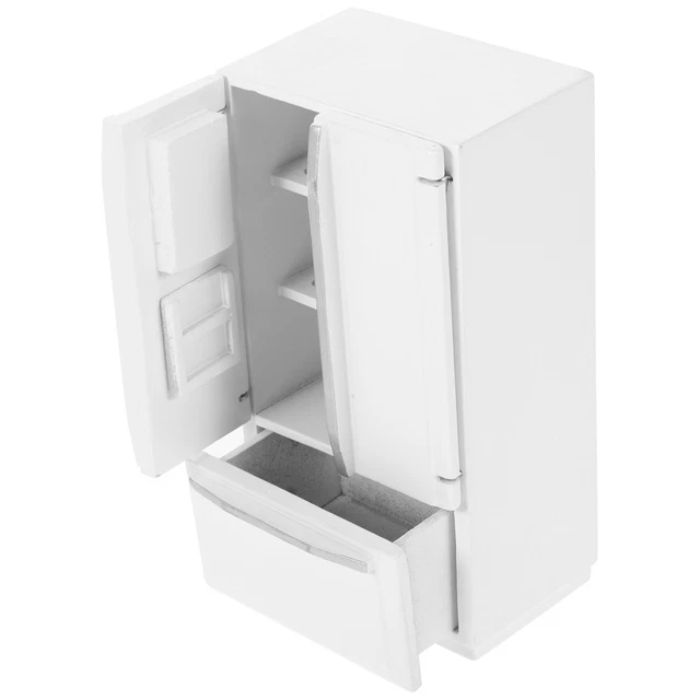 WOODEN MINI REFRIGERATOR Miniature Fridge for Dolls House Miniature ...