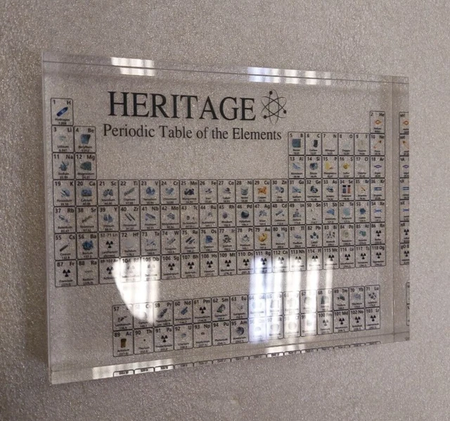 HERITAGE PERIODIC TABLE Display of Real Elements | Acrylic Element ...