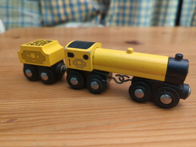 VINTAGE BRIO 33646 Yellow Engine with Tender Steam Wooden Railway Rare ...