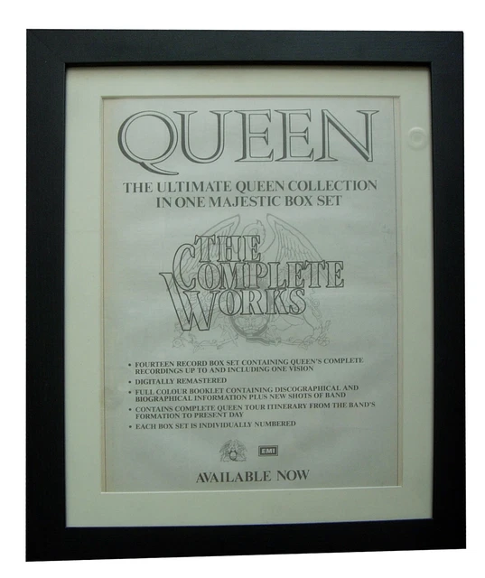 QUEEN+COMPLETE WORKS+POSTER+AD+RARE ORIGINAL 1985+Quality Framed+Fast ...
